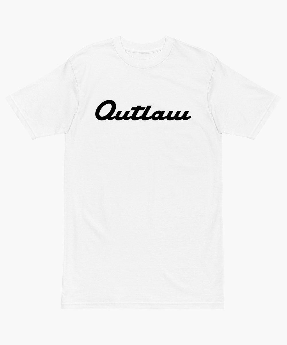 Outlaw Script White Heavyweight Tee Gifts For Porsche Lovers & Racers ...