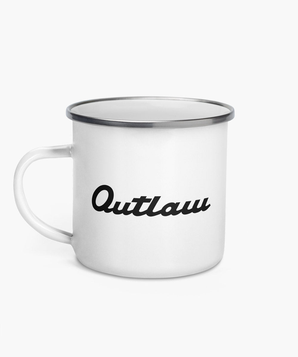 Outlaw Script Enamel Mug Perfect Gift For Petrolheads – OutlawGear™